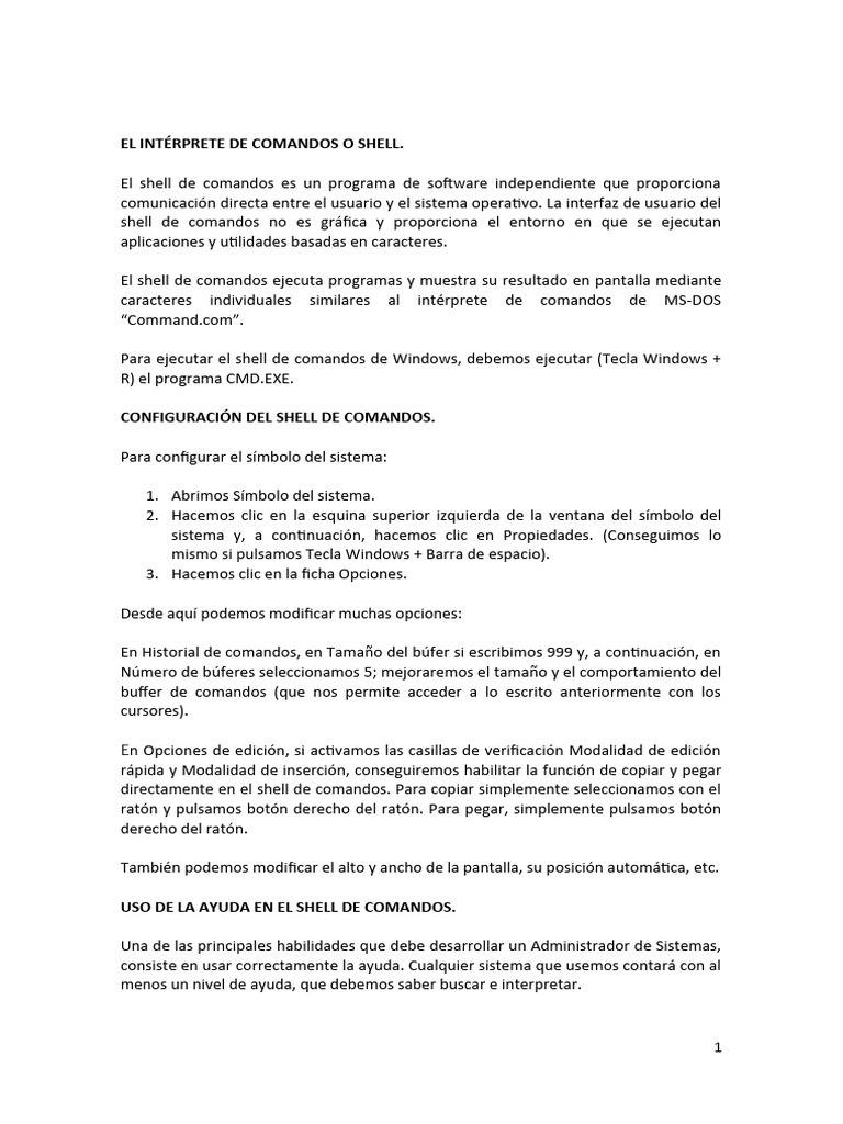 PRÁCTICA-EL INTÉRPRETE DE COMANDOS O SHELL | PDF | Archivo de computadora | Interfaz de línea de ...
