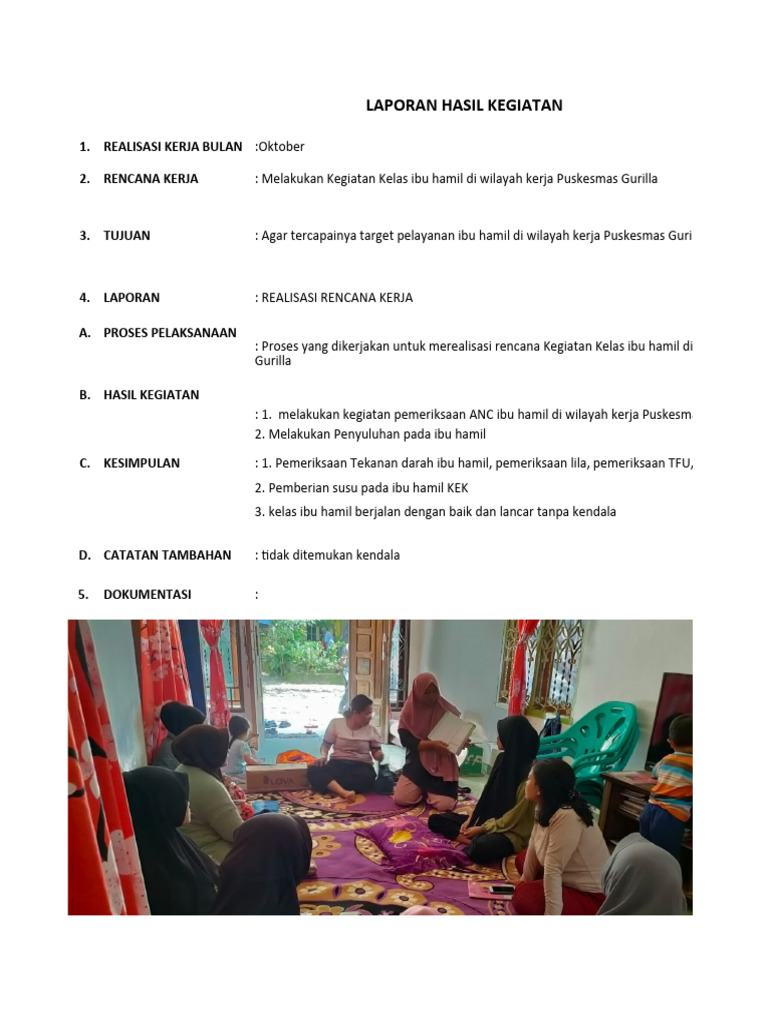 Laporan Kegiatan Kelas Ibu Hamil | PDF