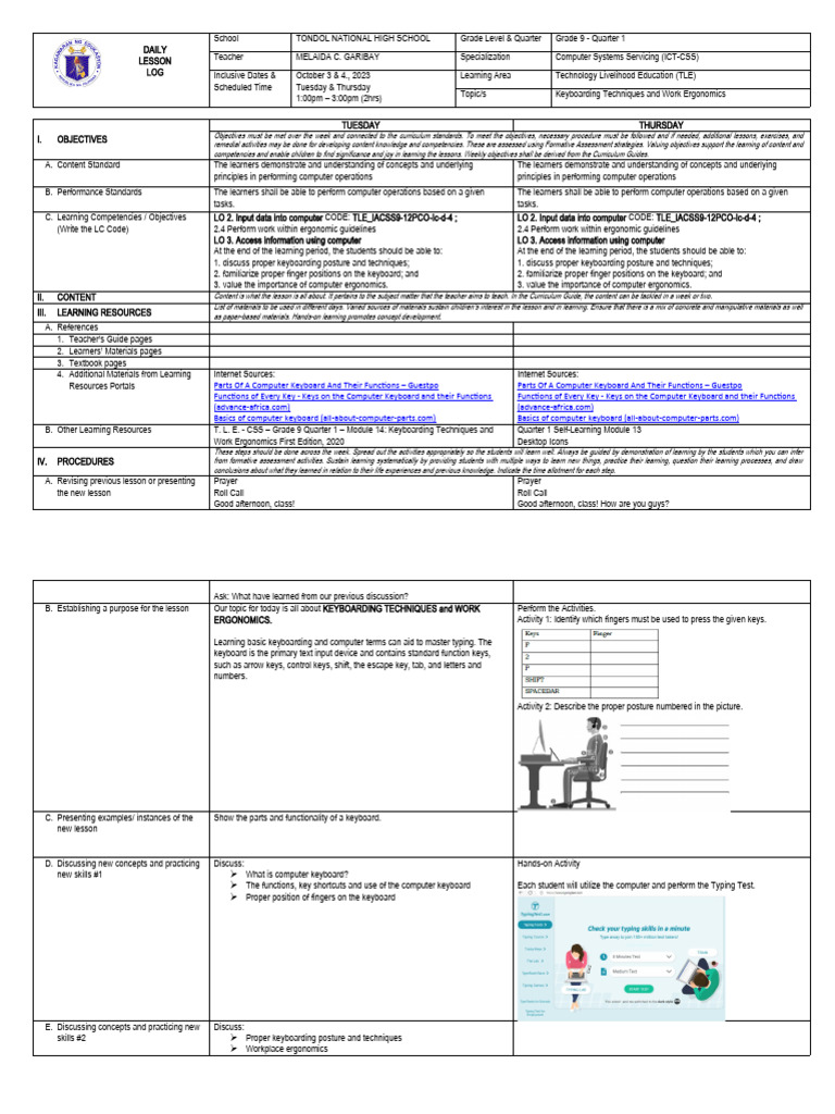 CSS 9 - Qrtr1 WEEK 6 | PDF | Computer Keyboard | Learning