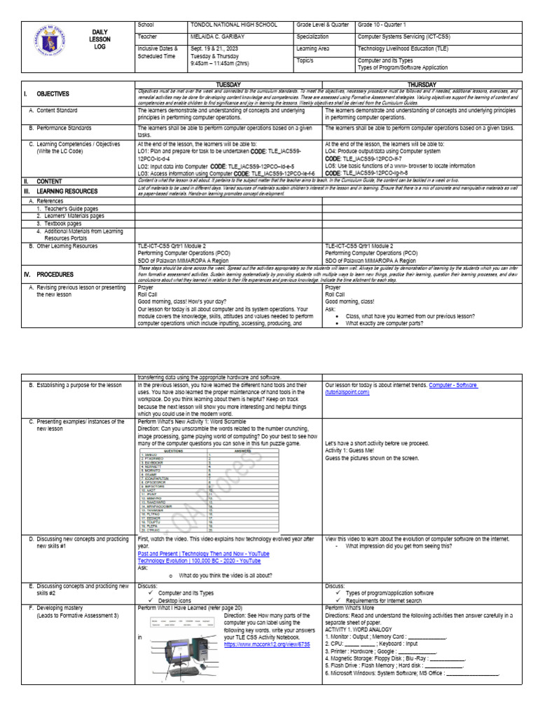 CSS 10 - Qrtr1 WEEK 4 | PDF | Learning | Computer Hardware