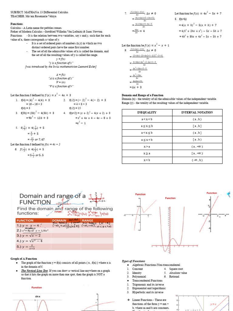 Mathana 13 Reviewer | Download Free PDF | Function (Mathematics ...