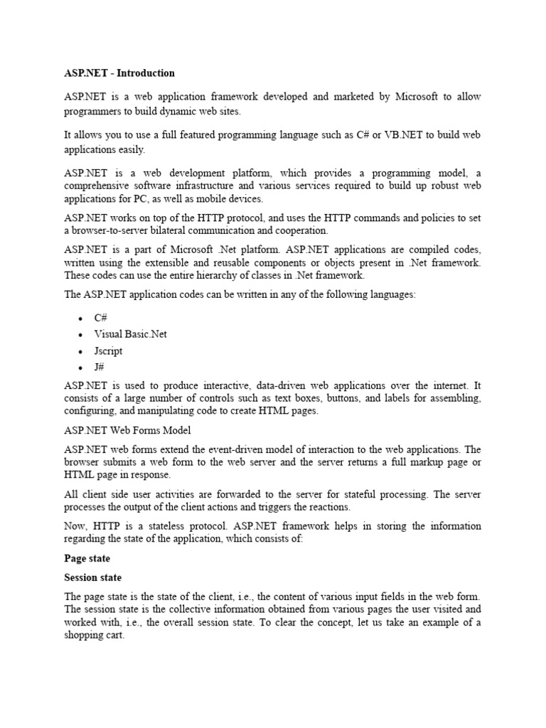 ASP.Net | PDF | Active Server Pages | World Wide Web