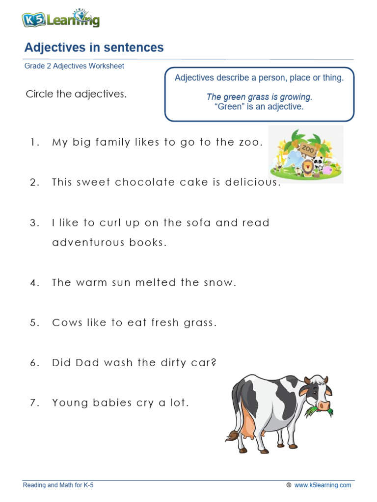 Grade 2 Adjectives Worksheet | PDF | Language Arts & Discipline | Home ...