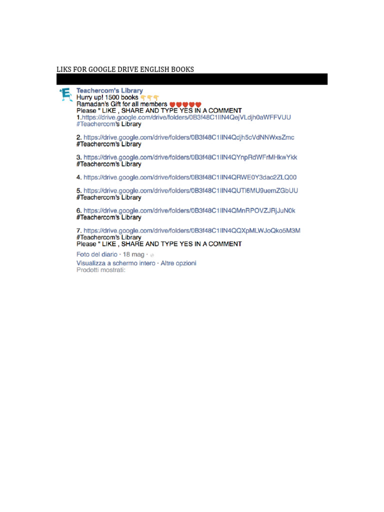 Liks For Google Drive English Books | PDF