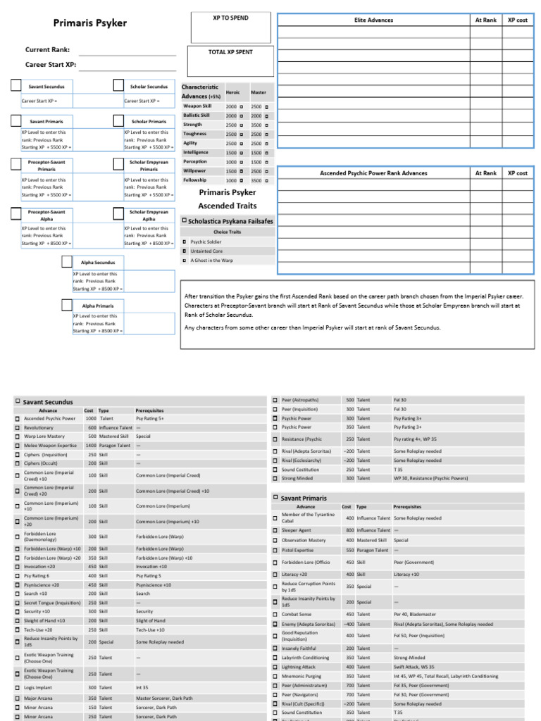 Advanced Dark Heresy - Character Sheet - Ascension - Primaris Psyker ...