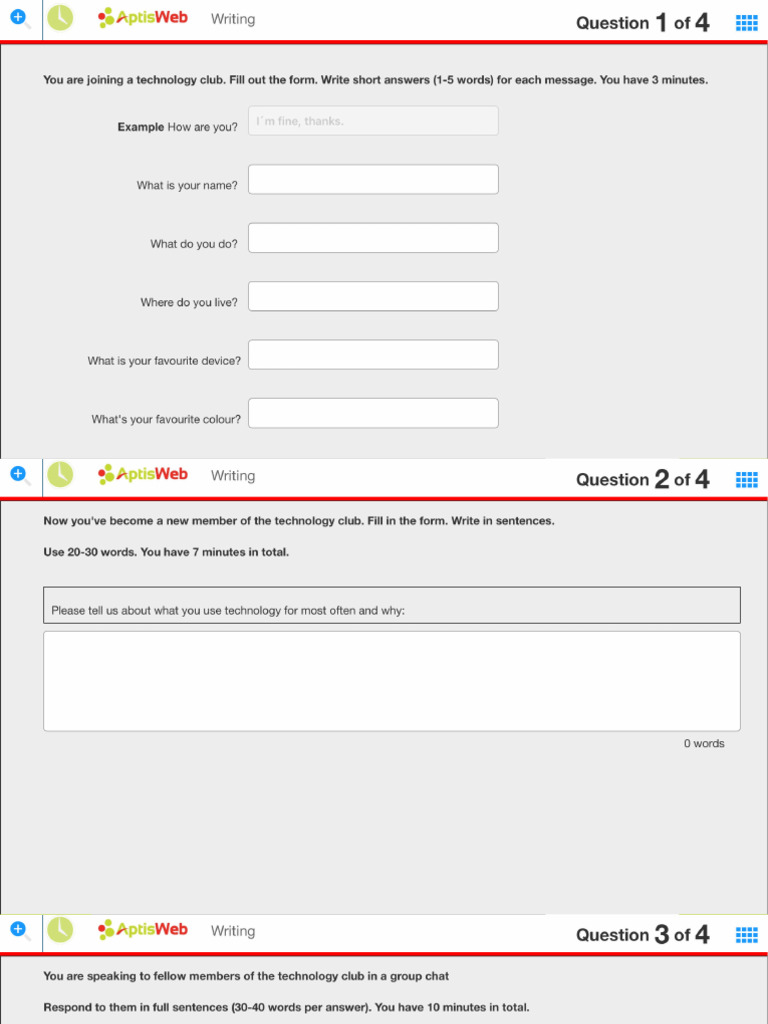 APTIS Writing 1 | PDF