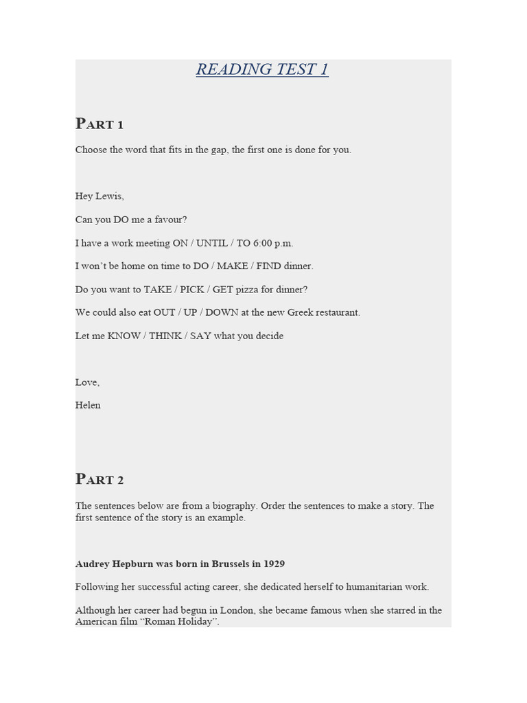 Reading Test 1 Download Free Pdf Fifa World Cup