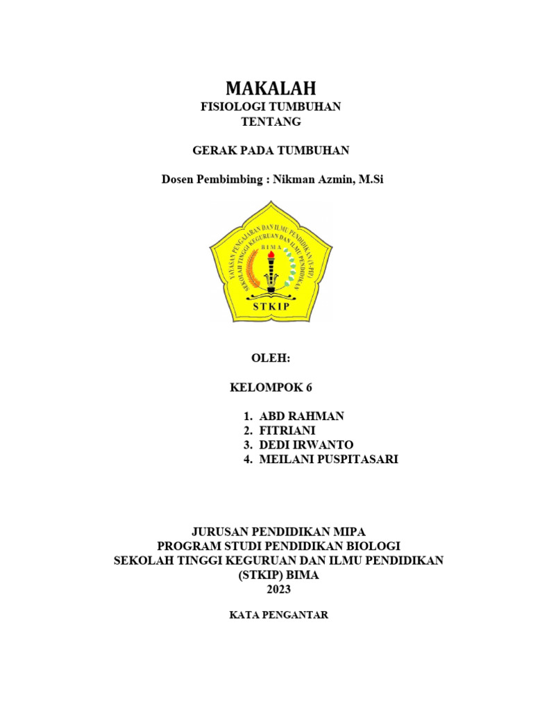 Gerak Pasif Tumbuhan: Jenis dan Penjelasan | PDF | Ilmu Sosial ...