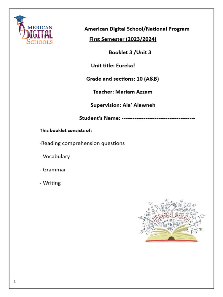 Booklet unit 3 Grade 10 | PDF | Adverb | Verb