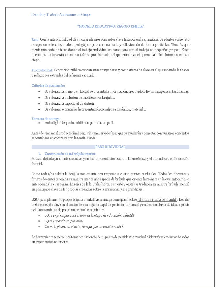 Reggio Emilia | Descargar gratis PDF | Enseñando | Aprendizaje