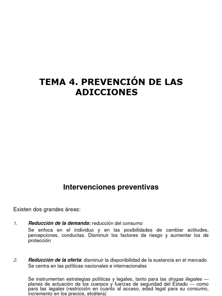 Tema 4. Programas de Prevención de Las Adicciones | PDF | La dependencia de sustancias ...
