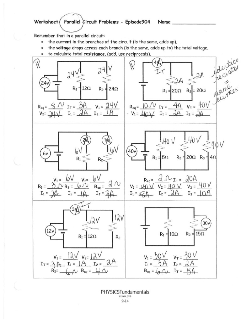 Worksheet Parallel Circuit Problems | PDF Worksheet Parallel Circuit Problems | PDF