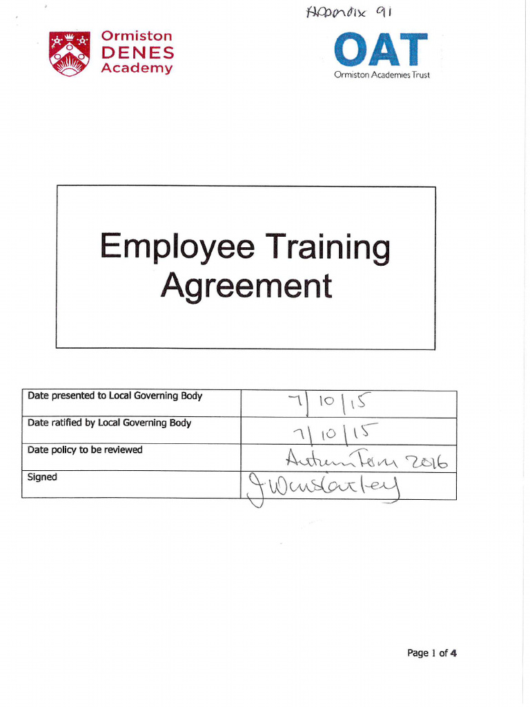 Employee Training Contract | PDF