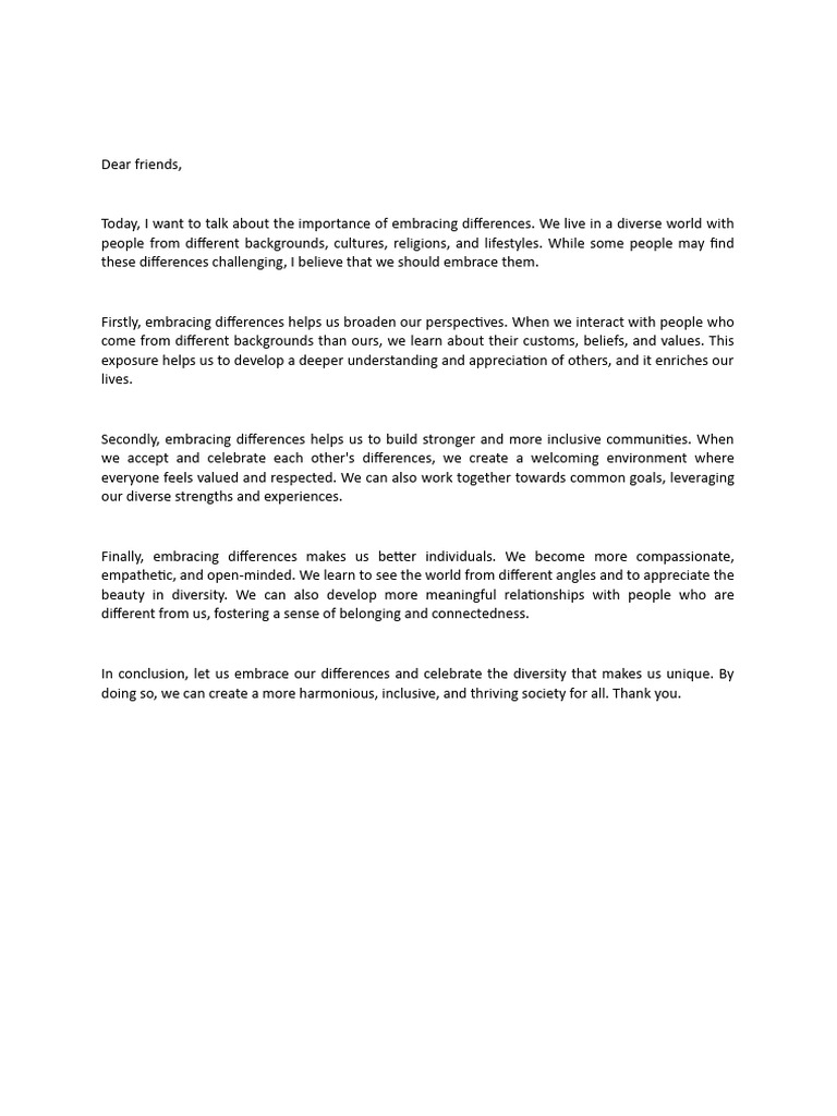 Embracing Differences for Unity | PDF