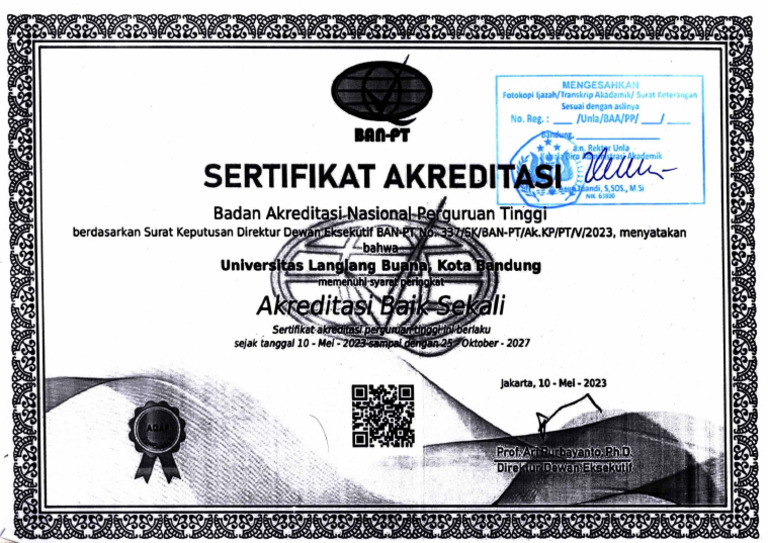 Akreditasi Universitas Langlang Buana | PDF