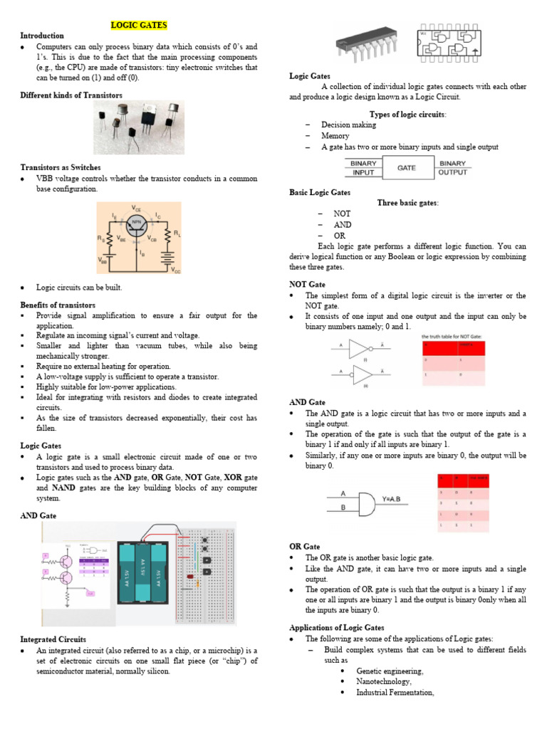 Logic Gates Reviewer | PDF | Logic Gate | Electronic Circuits