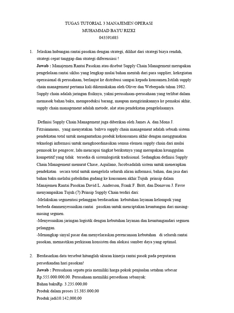 Tugas 3 Manajemen Operasi Bayu | PDF