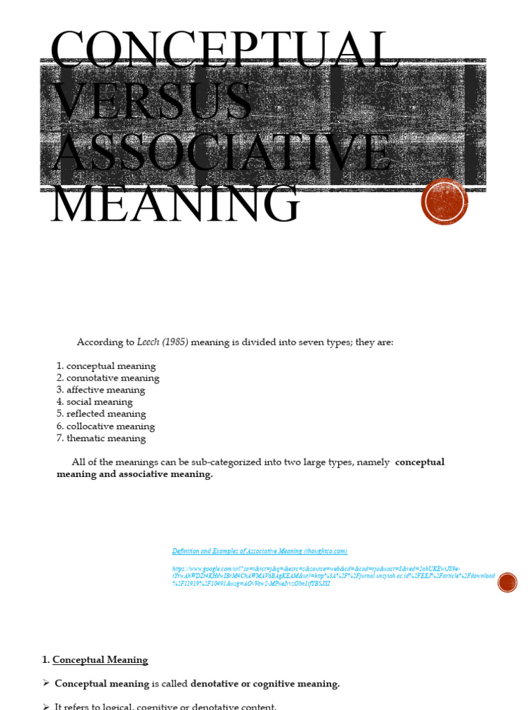 Conceptual vs Associative Meaning Explained | PDF | Word | English Language