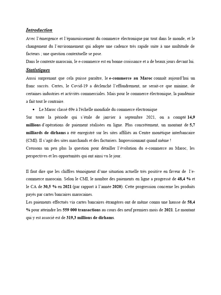 E-commerce au Maroc : Statistiques 2019 | PDF | Commerce électronique ...