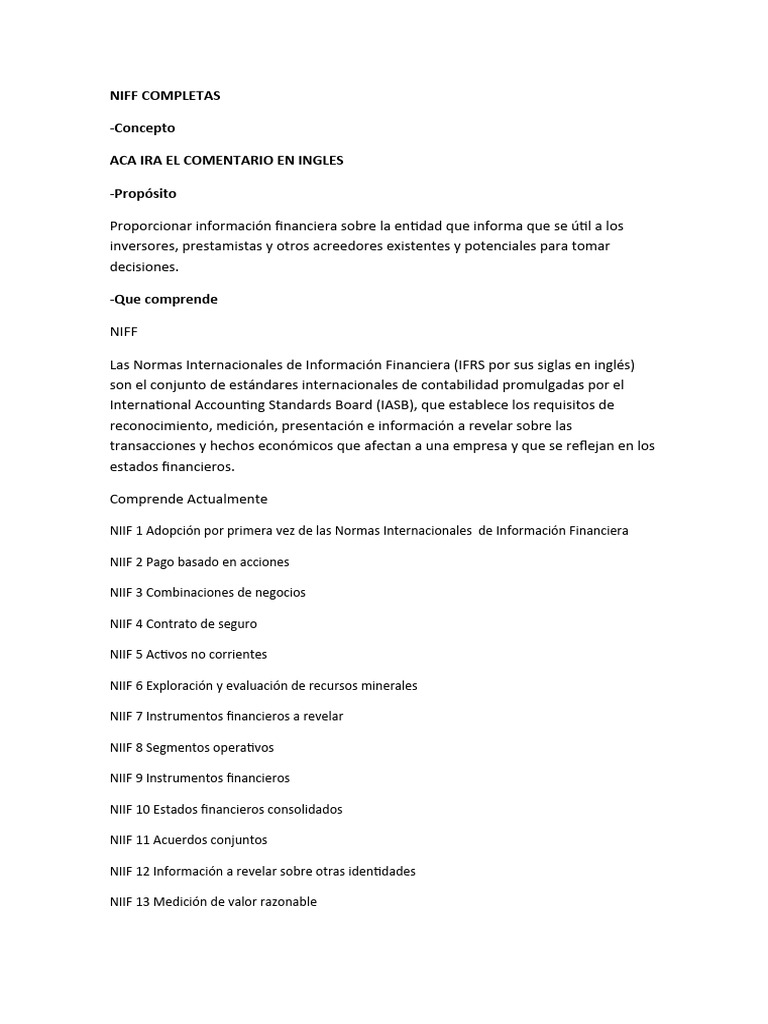 Niff Completas | PDF | normas internacionales de INFORMACION FINANCIERA ...