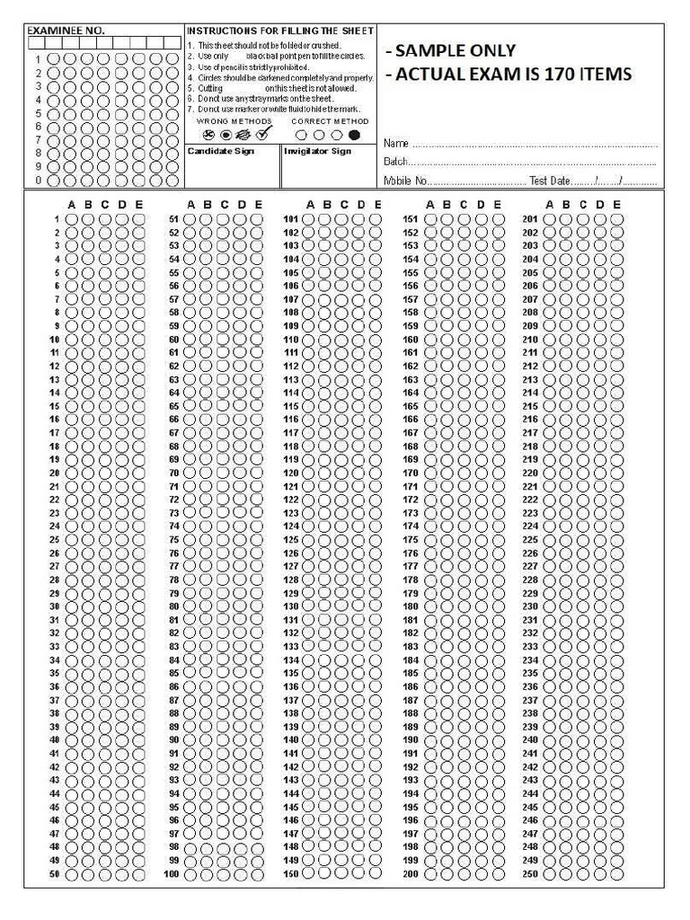 Sample CSE - PPT Answer Sheet | PDF
