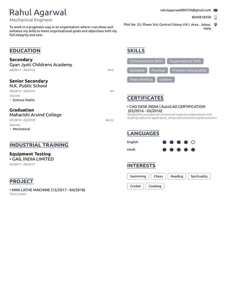 Rahul's Resume | PDF | Engineering