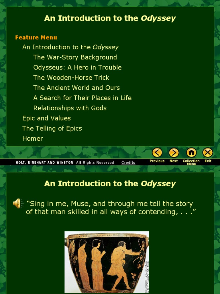 An Introduction To The Odyssey: Feature Menu | PDF | Odyssey | Odysseus
