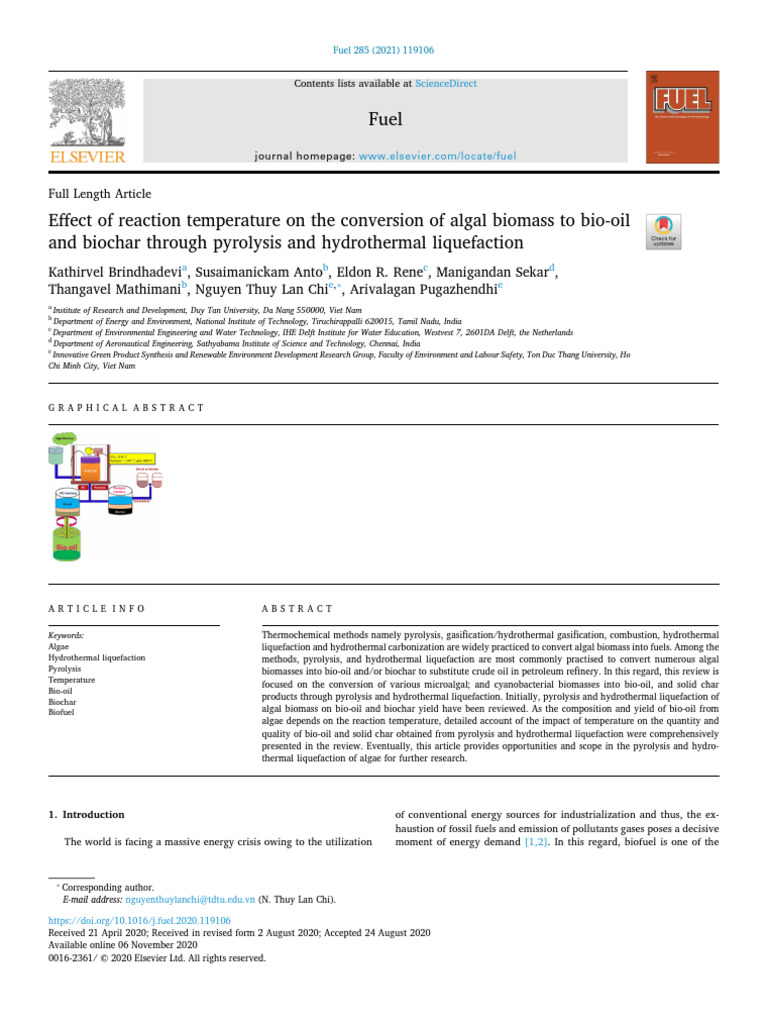 Algal Biomass to Biofuel: Temp Effects | PDF | Biofuel | Pyrolysis