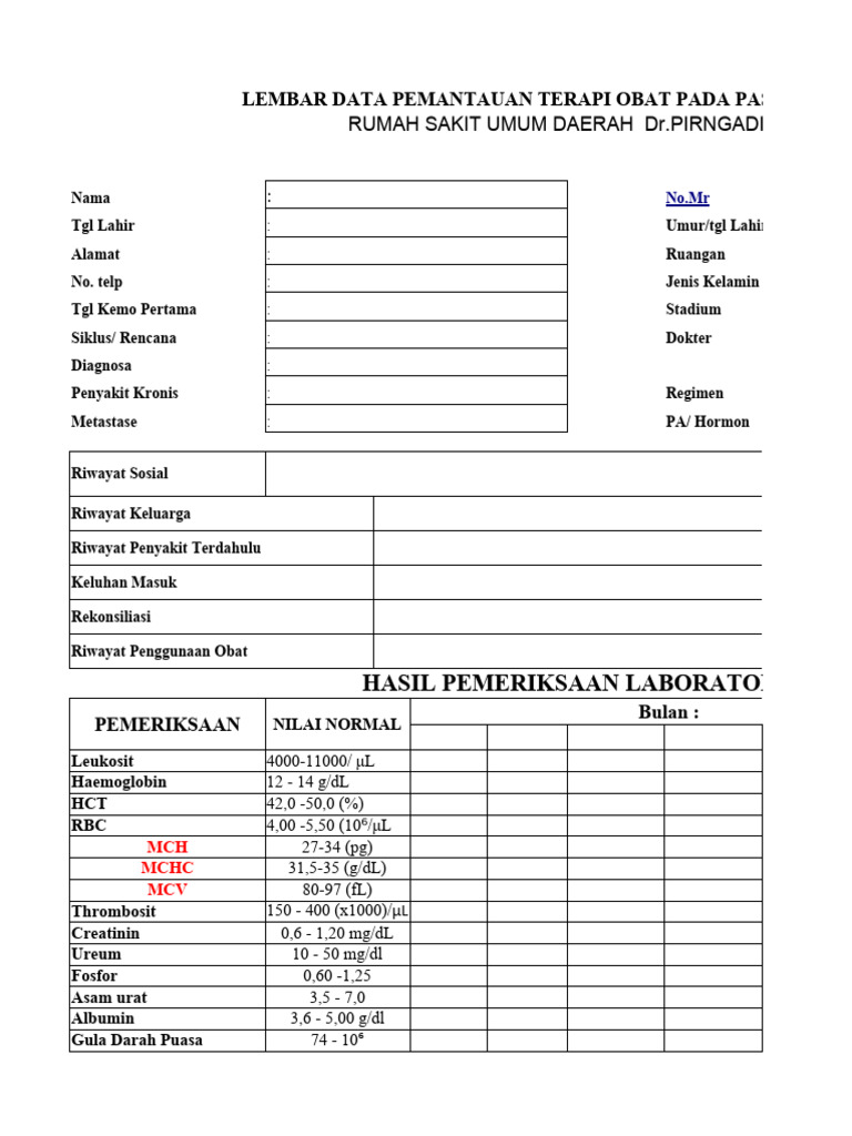 FORM PTO 2023 - Kemoterapi | PDF