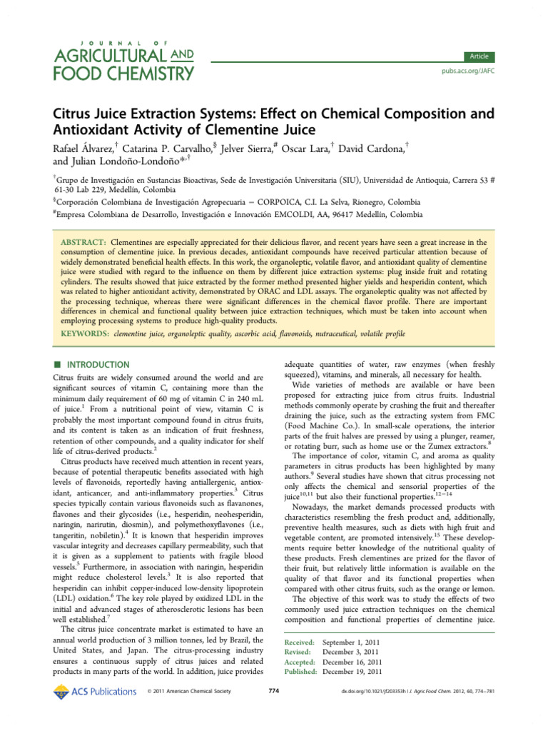 Citrus Juice Extraction Systems Effect o | PDF | Polyphenol | Flavonoid