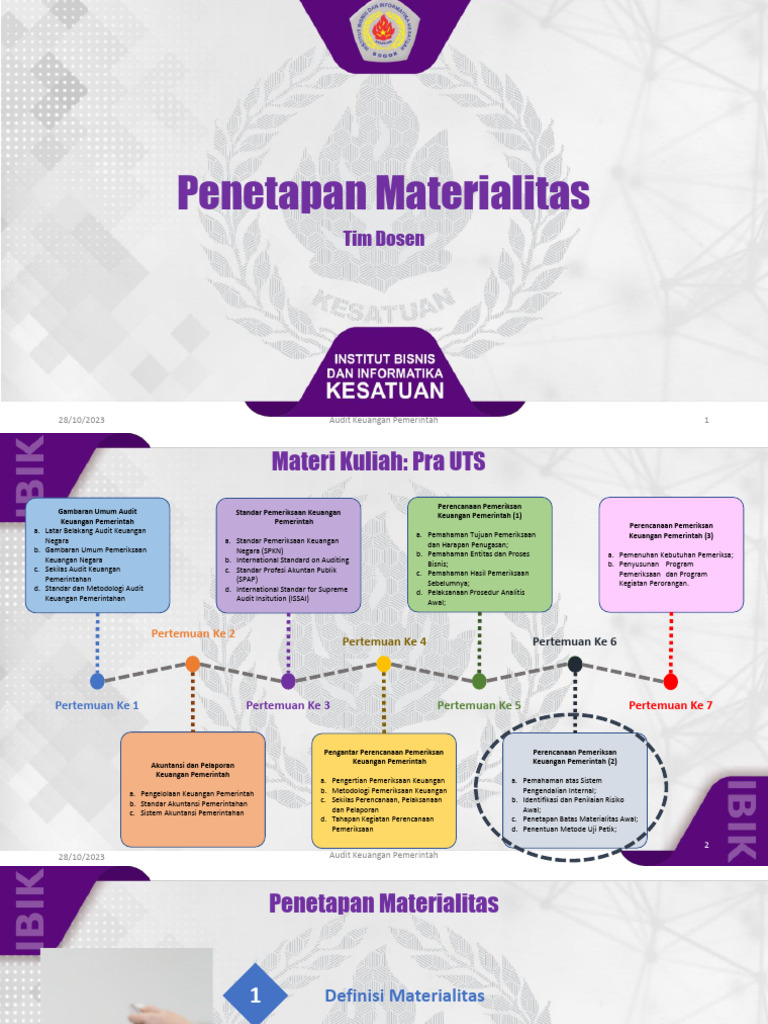 Pertemuan 6c AKP Penetapan Materialitas Prepared by HS | PDF