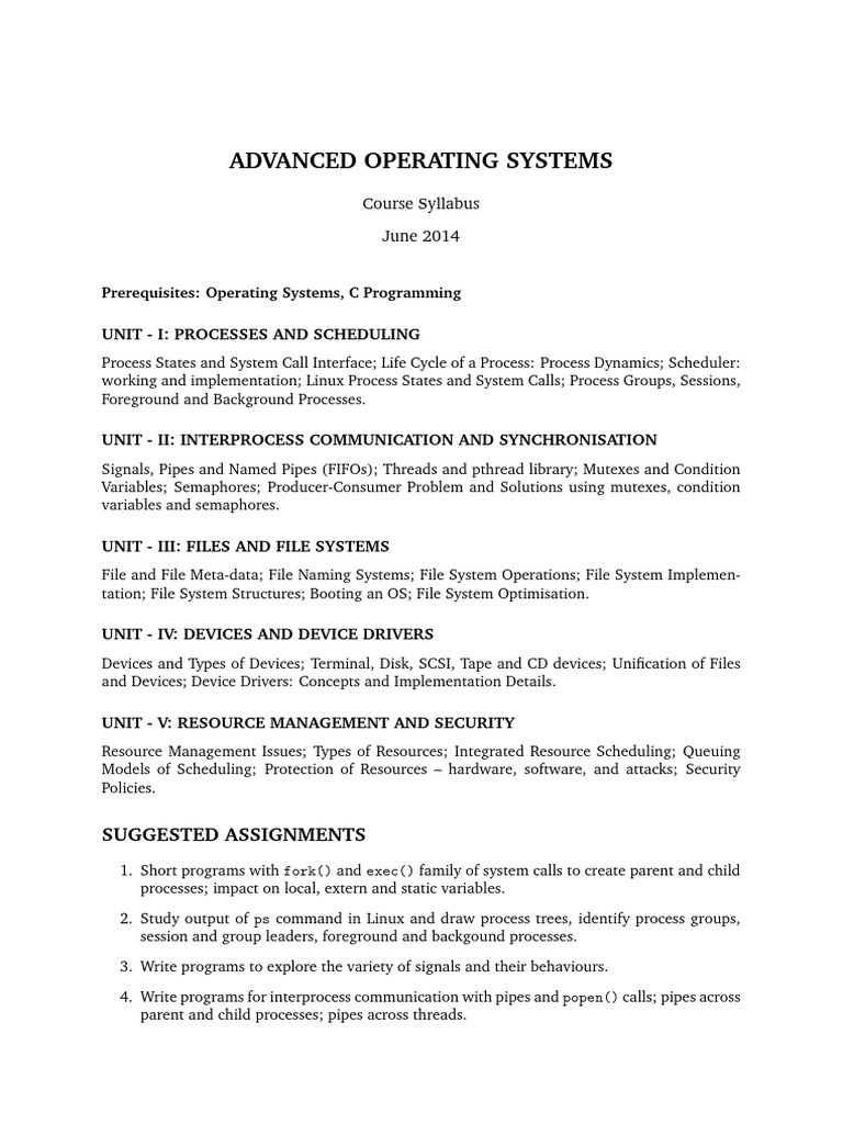 Os Syllabus | Download Free PDF | Operating System | Scheduling (Computing)