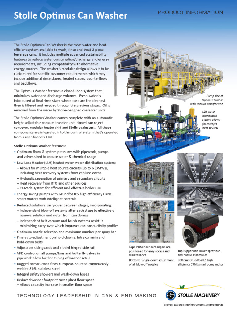 Stolle_Optimus_Can_Washer | PDF | Washing Machine | Pump