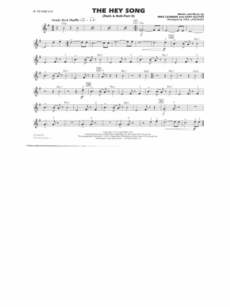 The Hey Song - Tenor | PDF