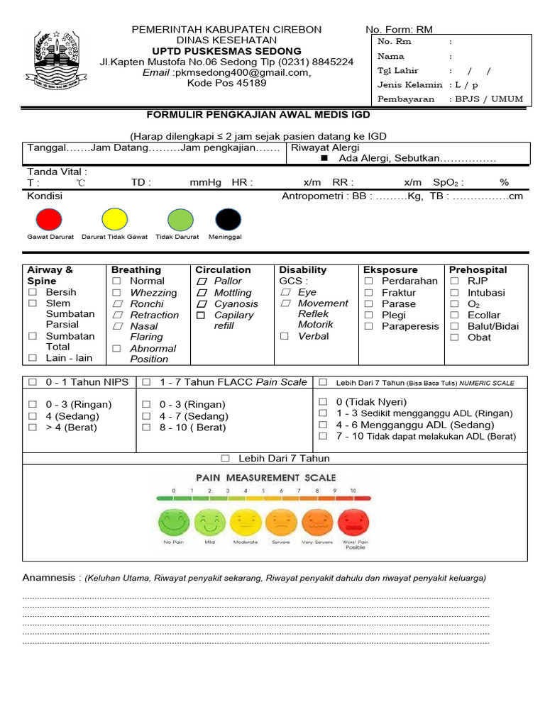 Formulir Pengkajian Awal Medis Igd | PDF