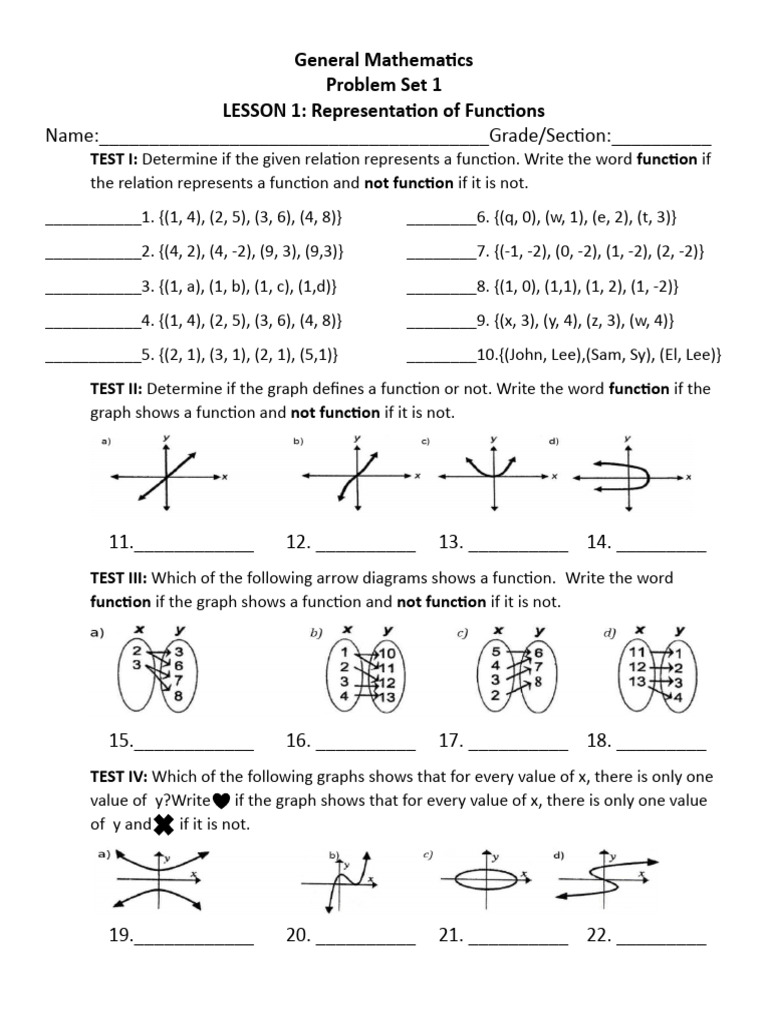 PROBLEM SET General Mathematics | PDF | Function (Mathematics) | Exponential Function