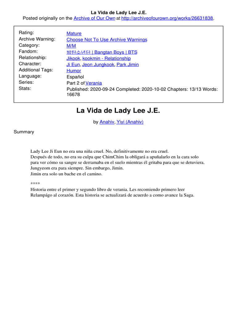 La Vida de Lady Lee JE | PDF | Verdad | Ira