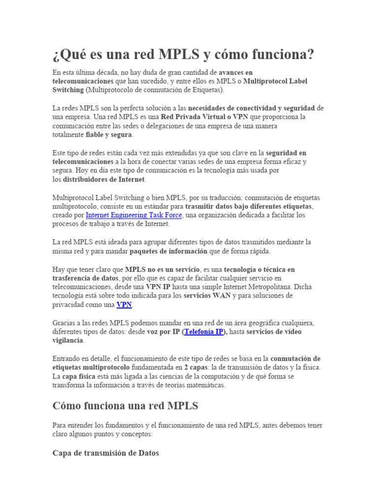 Qué Es Una Red MPLS y Cómo Funciona | PDF | Redes | Cambio de etiquetas ...