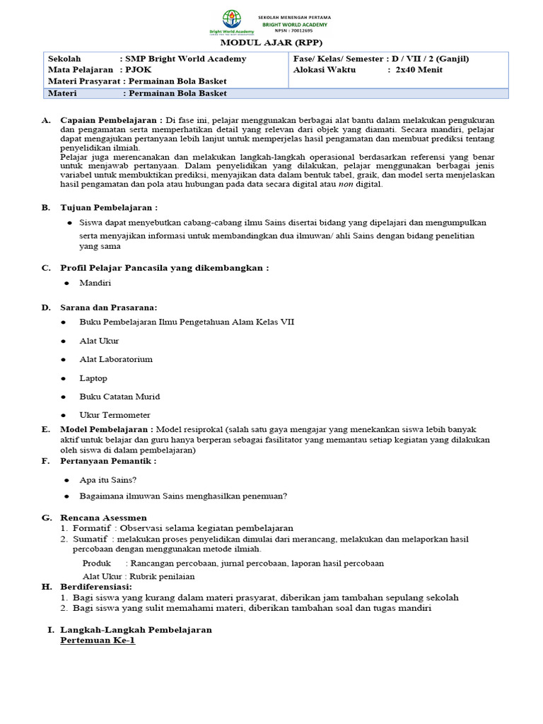 Modul Ajar Ipa Week 1-2 | PDF