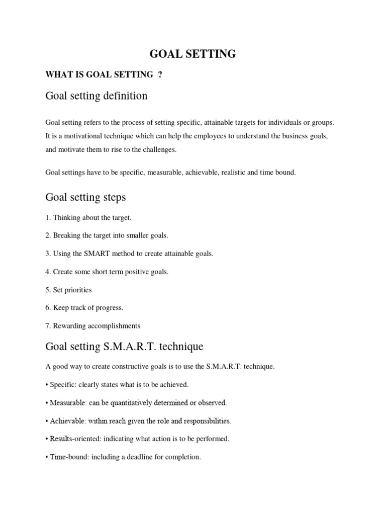 Goal Setting | PDF | Goal | Goal Setting