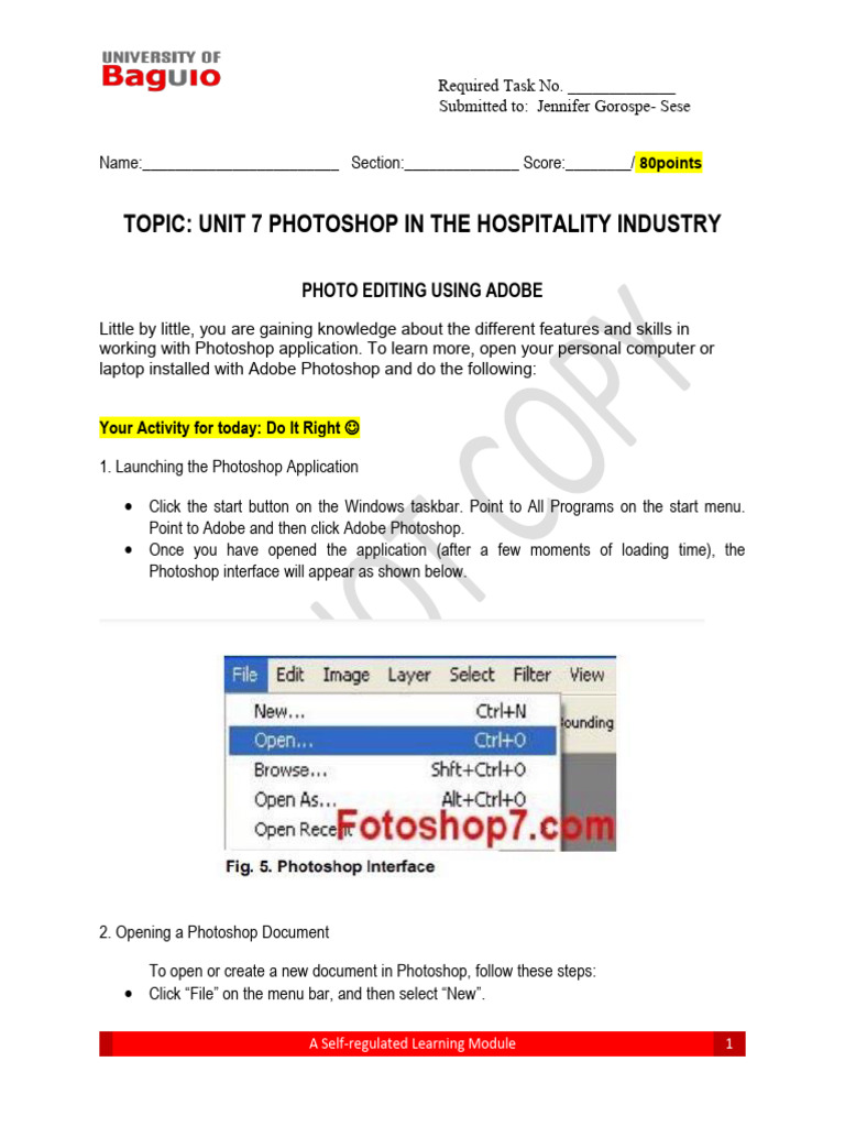 Photoshop Basics for Hospitality Industry | PDF | Adobe Photoshop ...
