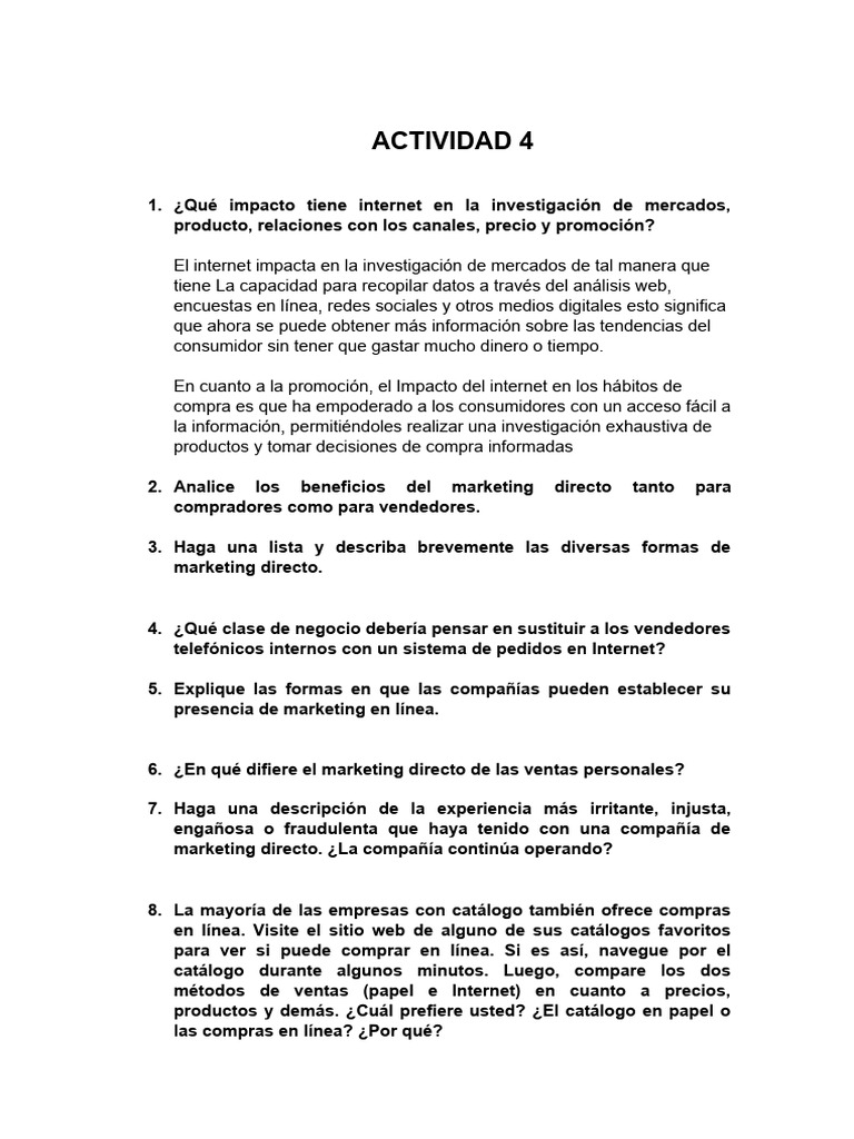 Actividad 1 Unidad 4 | PDF | Marketing | Internet