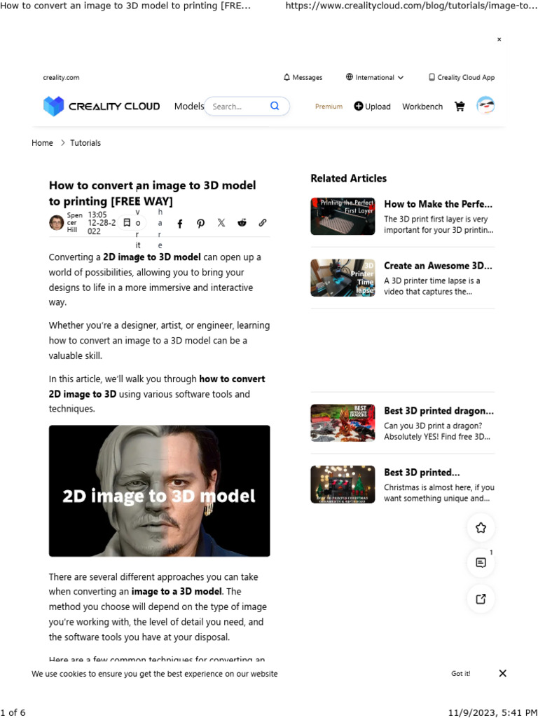How To Convert An Image To 3D Model To Printing (FREE WAY) | PDF | 3 D Computer Graphics | 3 D ...