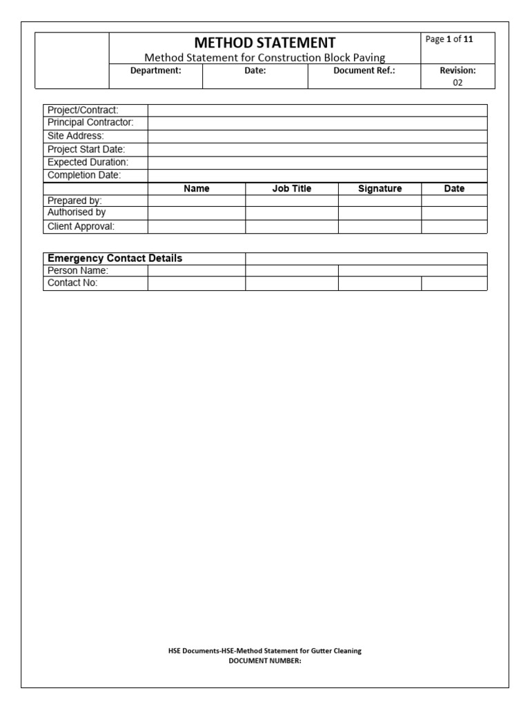 Method Statement For Construction Block Paving | PDF | Occupational Safety And Health | Concrete