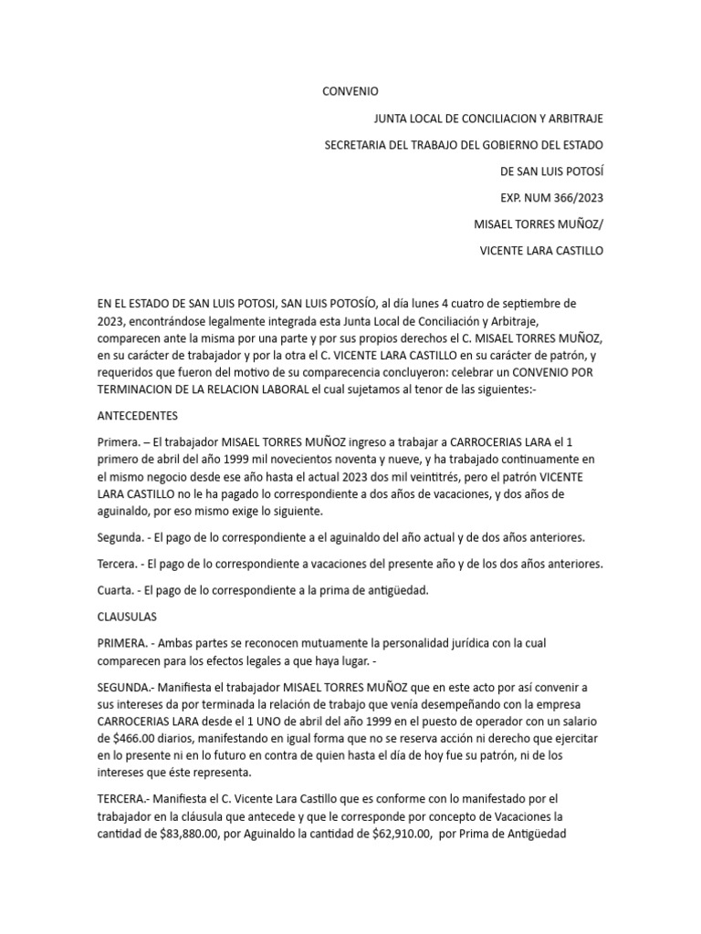 Convenio Misael Torres | PDF | Justicia | Crimen y violencia