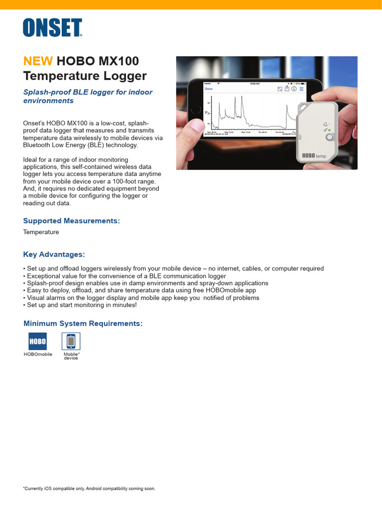 HOBO MX100 Datasheet | PDF | Electronics | Mobile Computers