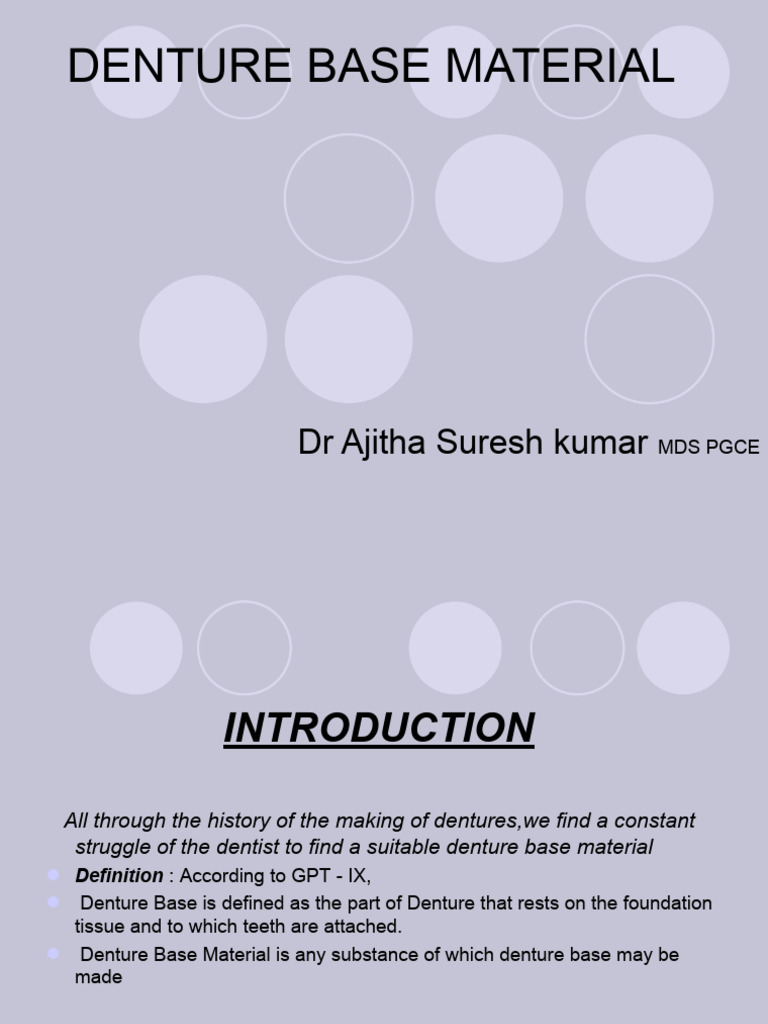 Overview of Denture Base Materials | PDF | Polymers | Poly(Methyl ...
