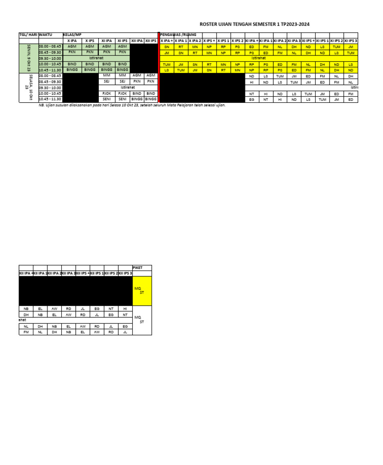 ROSTER UTS Ganjil 23-24 SSL | PDF