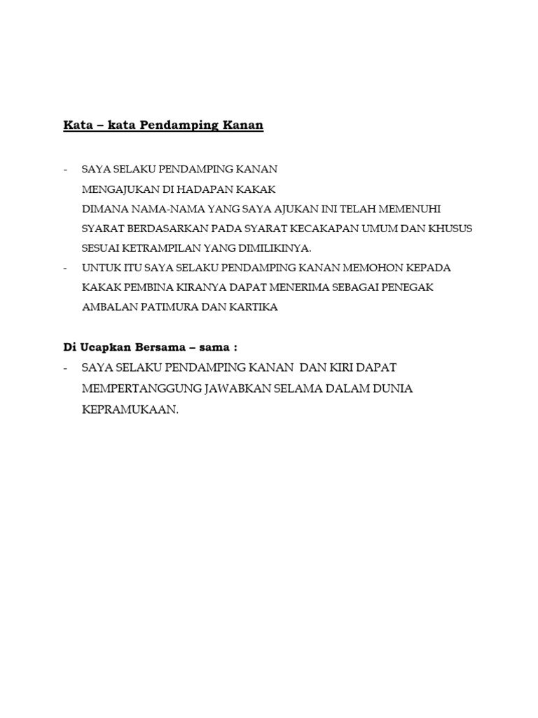 Kata - Kata Pendamping Kanan & Kiri | PDF