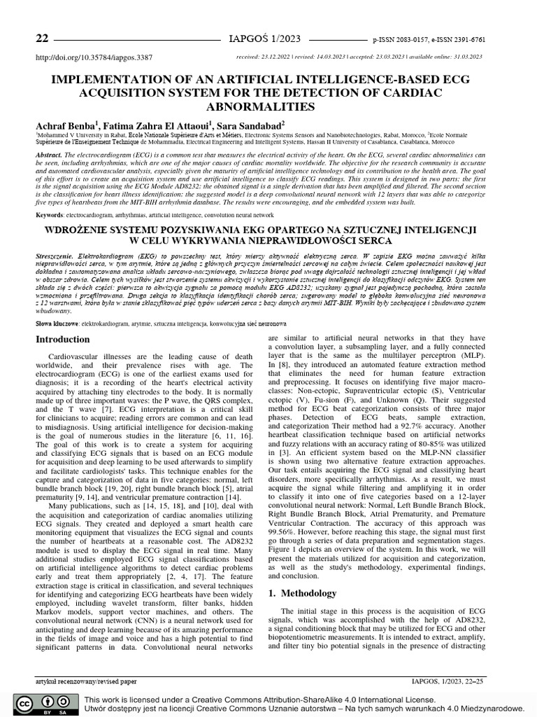 Article Implementation of An Artificial Intelligence-Based Ecg | PDF